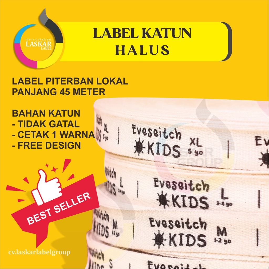 Jual ( 45 METER ) label baju / katun tebal / laskar label/label baju ...