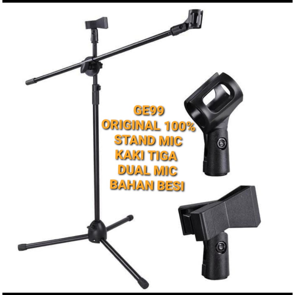 Jual GE99 ORIGINAL 100% stand mic besi tiang mik kaki tiga tripod holder standing microphone ...