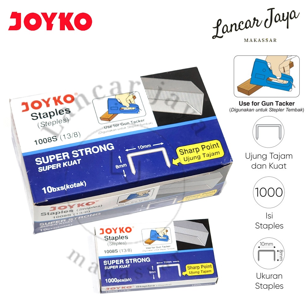 Jual [ 1 PAK / 10 BOX ] Isi Refill Staples Stapler Gun Tacker JOYKO ...