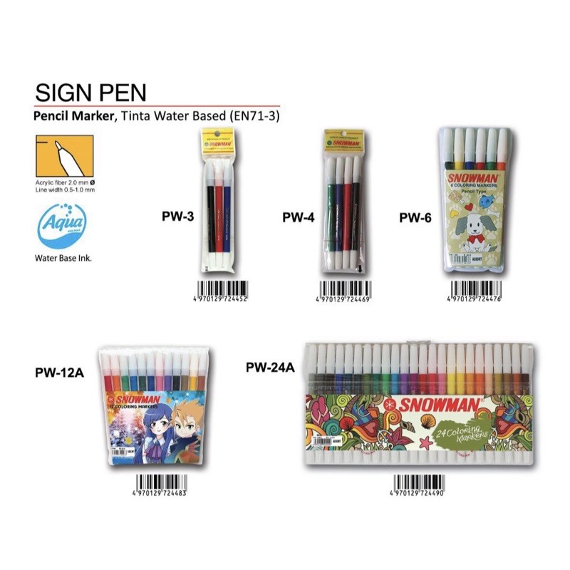Jual Snowman Coloring Marker Pencil Type / Spidol Mewarnai Set | Shopee ...