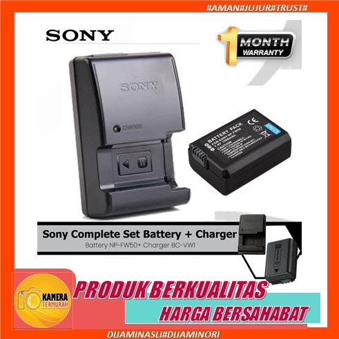 Jual Paket Charger Sony BC-VW1 + Baterai for NP-FW50 A6000 A5100 Nex-3 ...