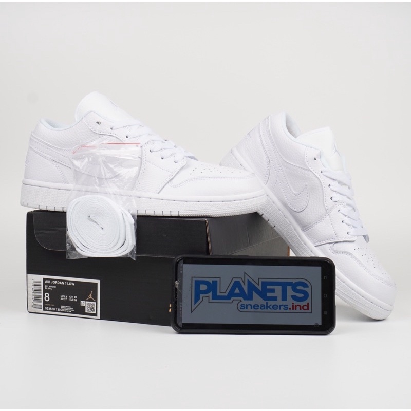Jual Sepatu Putih Sneakers AJ 1 Low White Full Putih 100% BNIB | Shopee ...