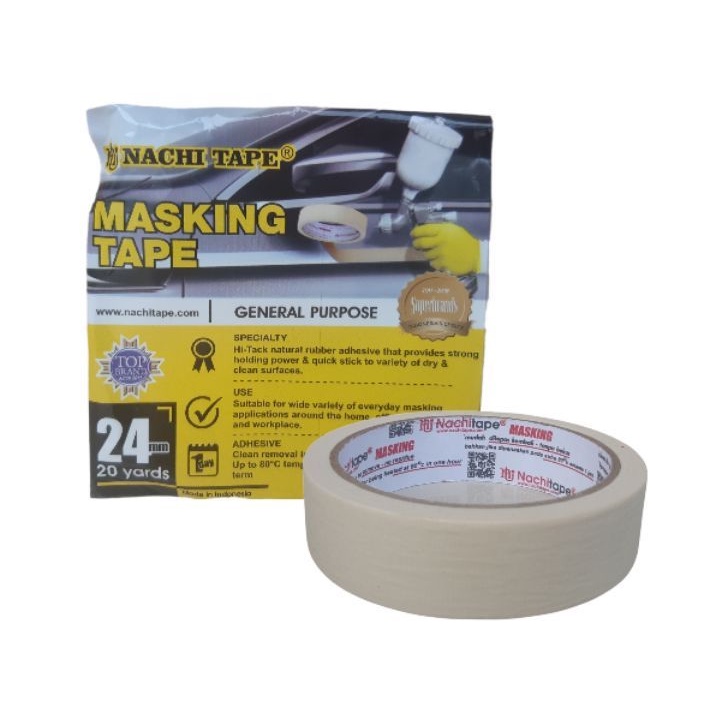 Jual Lakban Kertas Kuning | Masking Tape Nachi Tape 24 mm 20 Yard ...