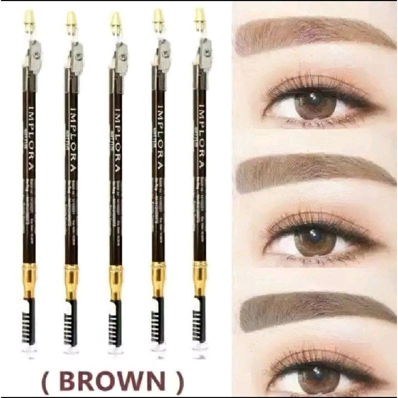 Jual ( 2pcs ) PENSIL ALIS IMPLORA 2in1 BROWN HITAM | Shopee Indonesia