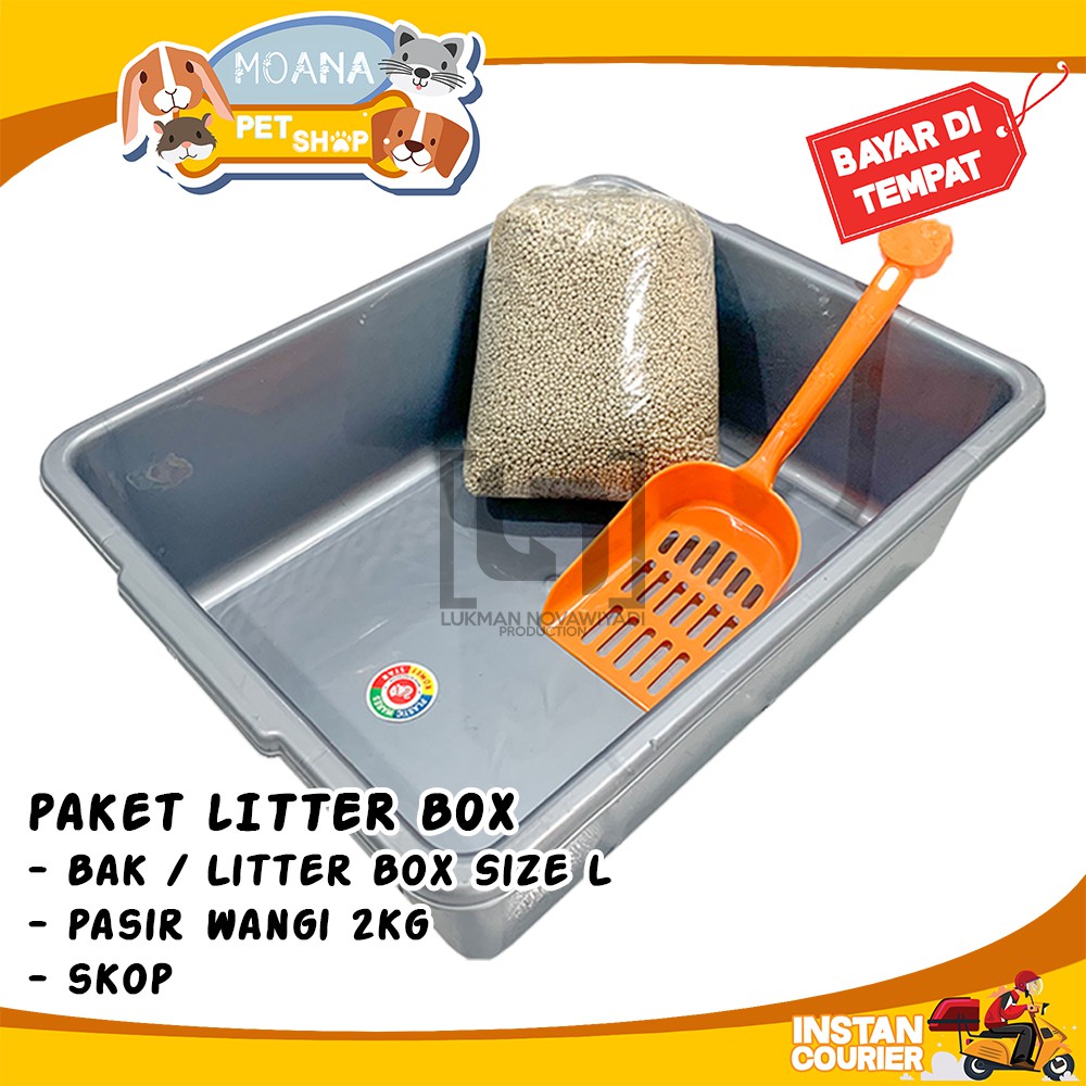 Jual Paket Litter Box (L), Serokan Pasir, dan Pasir Wangi ( Repack 2kg ...