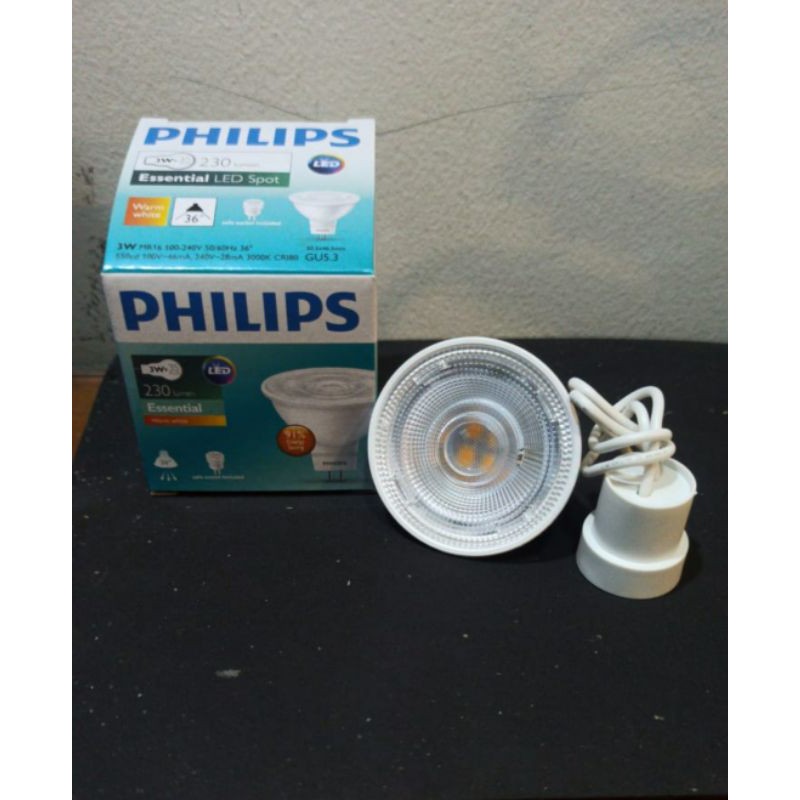 Jual Halogen LED Philips Essential MR16 3 Watt 220V Putih | Shopee ...