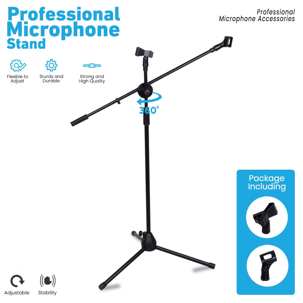 Jual Tripod Stand Microphone with Flexible Overhead Boom Arm Mic ...
