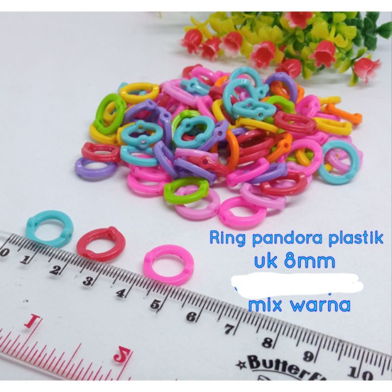 Jual 100 biji Ring pandora plastik 8mm ring pandora pipih plastik ...