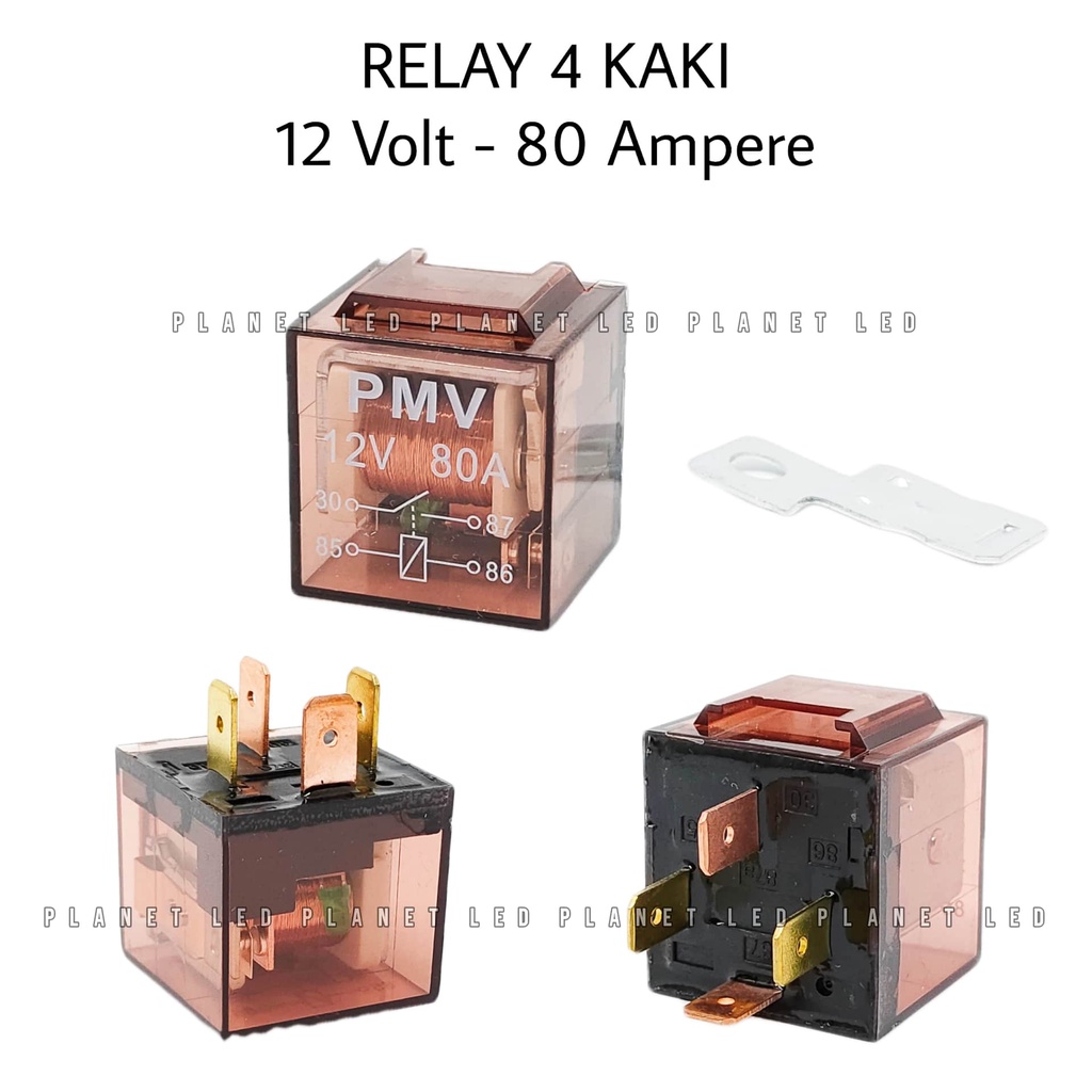 Jual Relay 4 Kaki Transparan 12 Volt 80 Ampere Klakson Lampu Alarm ...
