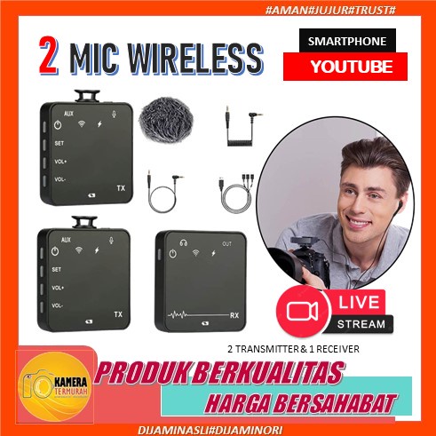 Jual Microphone clip on Mic wireless mic clip on wireless Zoom Vloger ...