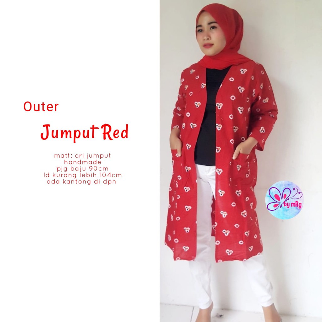 Jual Outer Batik Jumputan Merah | Shopee Indonesia