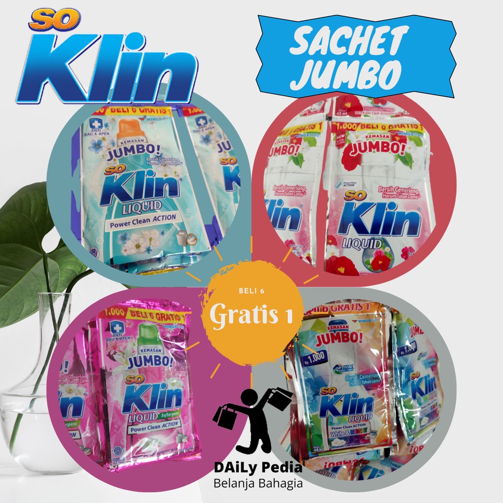 Jual So Klin Softergent Liquid Detergen Kemasan Sachet Jumbo Beli 6 ...
