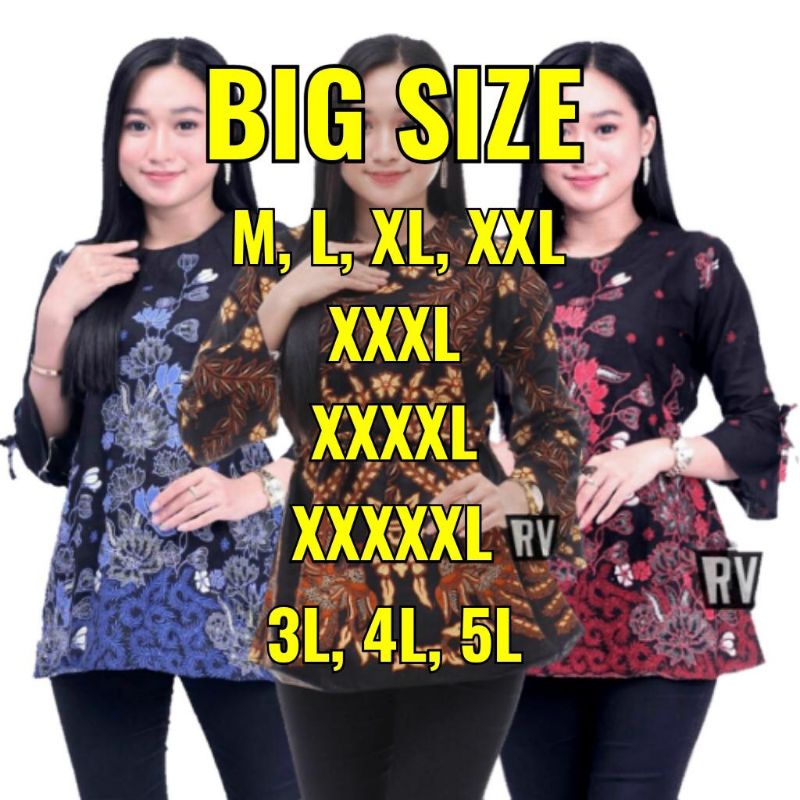 Jual Blus Batik Jumbo Ld 130 Atasan Batik Wanita Big Size Jumbo Murah