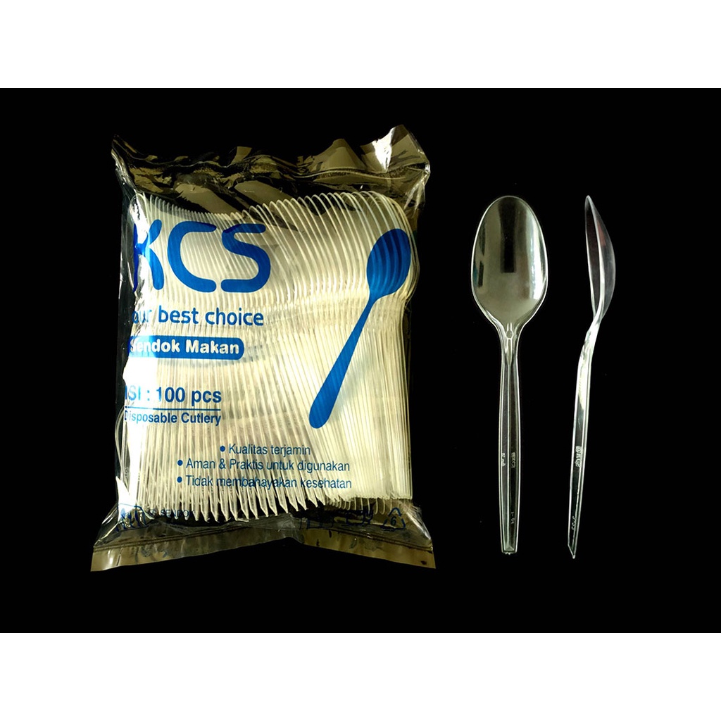 Jual SENDOK MAKAN BENING KUAT STERIL DAN AMAN ISI 100PCS MERK KCS DAN ...