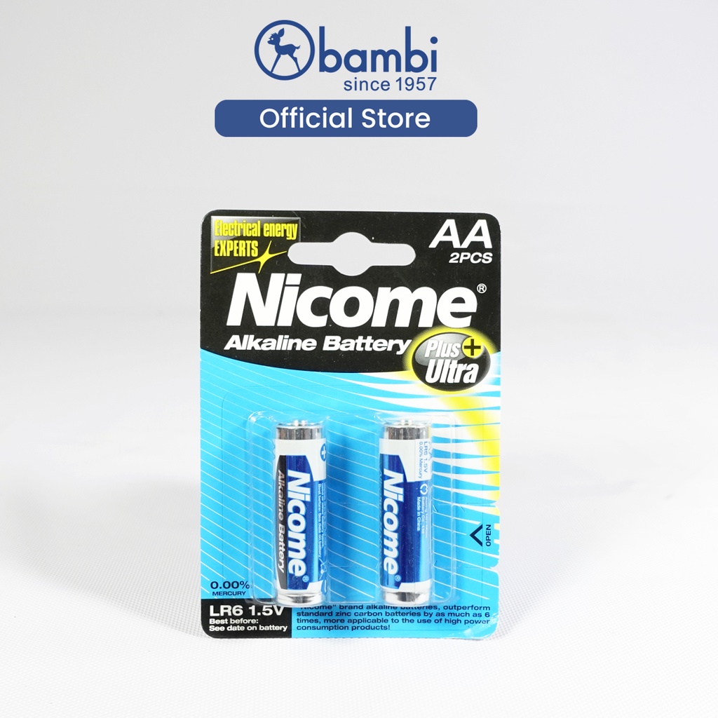 Jual Nicome Battery Alkaline Baterai AA LR6AA Isi 2 pcs Blister Pack ...