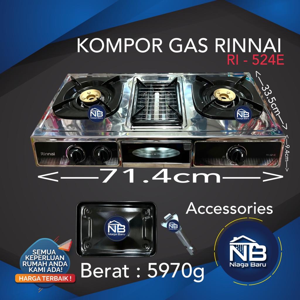 Jual Kompor Gas 2 tungku Rinna panggangan RINNAI RI 524E - 524 E ...