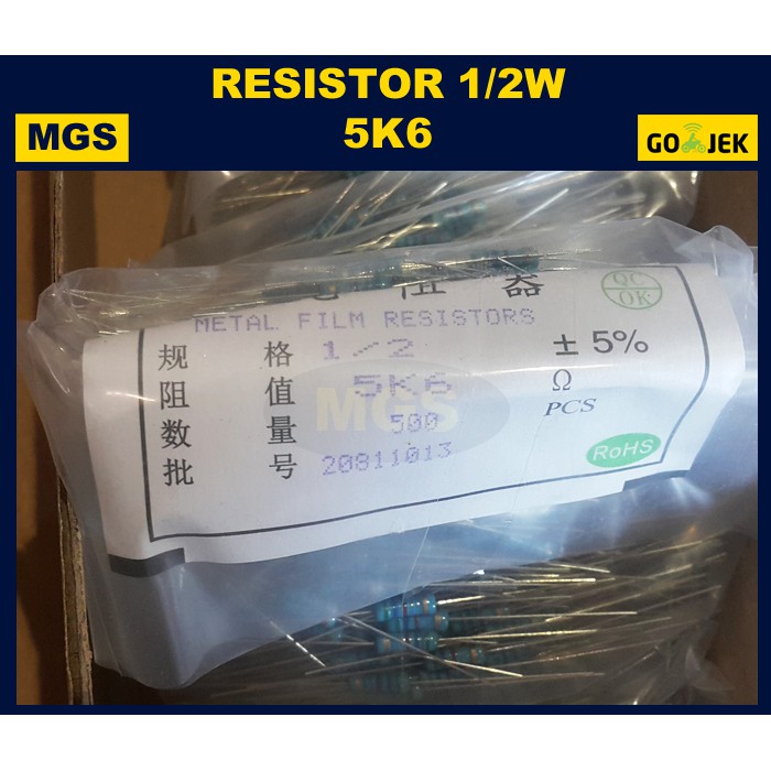 Jual 500Pcs Resistor 1/2W 5K6 | Shopee Indonesia