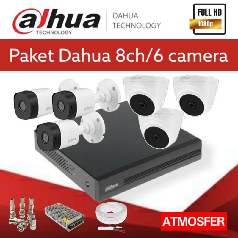 Jual PAKET CCTV DAHUA 8CH 6 CAMERA 2MP FULL HD 1080P ORIGINAL | Shopee ...