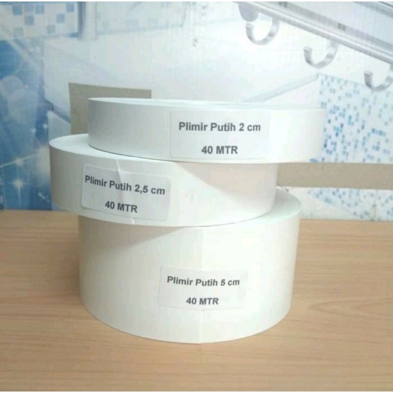 Jual 25 MM Edging Putih Doff ( Vinil Tipis 40 Mtr ) Vynil Plimir PVC ...