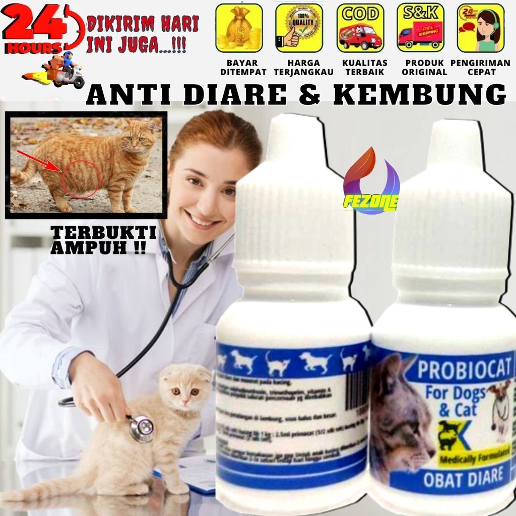 Jual Obat Muntah Diare Mencret Kucing Anjing 10ml PROBIOCAT FEZONE ...