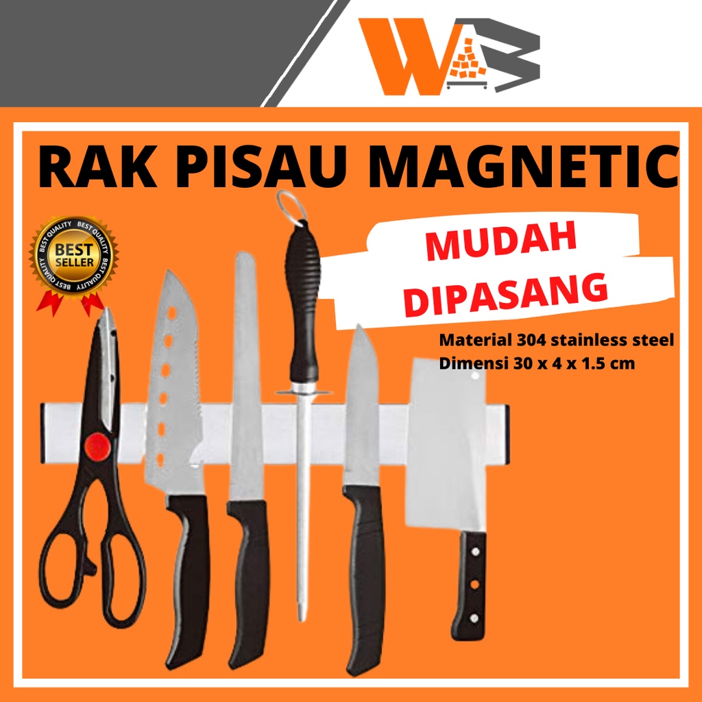 Jual COD Tempat Pisau Dapur Magnet Tempel Dinding Rak Pisau Dapur ...