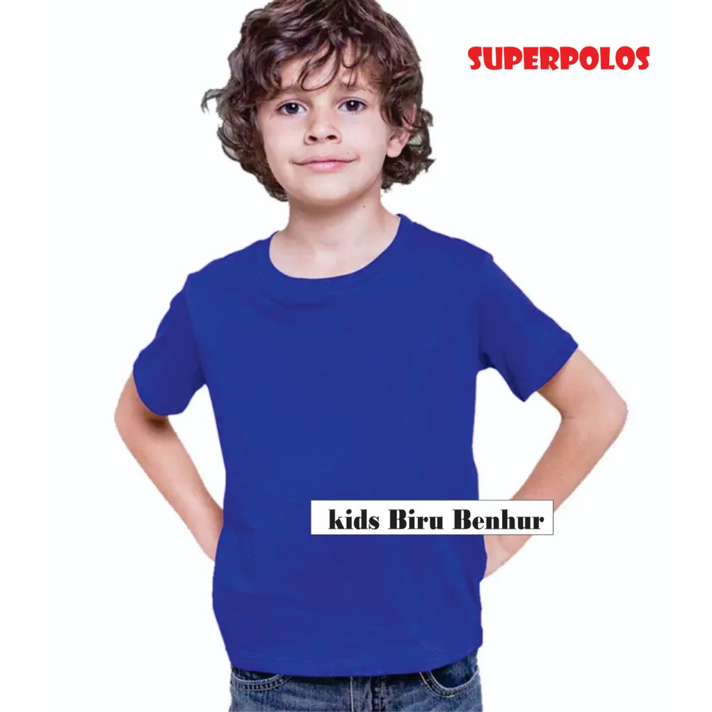Jual KAOS POLOS ANAK BIRU BENHUR LENGAN PENDEK COMBED 30s BAJU KAOS KIDS UMUR - PLS | Shopee ...