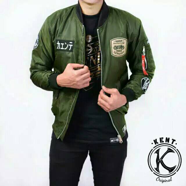 Jual Kent jaket bomber pilot rider green new | Shopee Indonesia