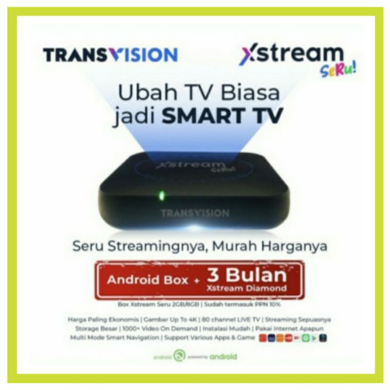 Jual Transvision Xstream Android Smart TV Box + Bonus Paket Diamond 3 ...