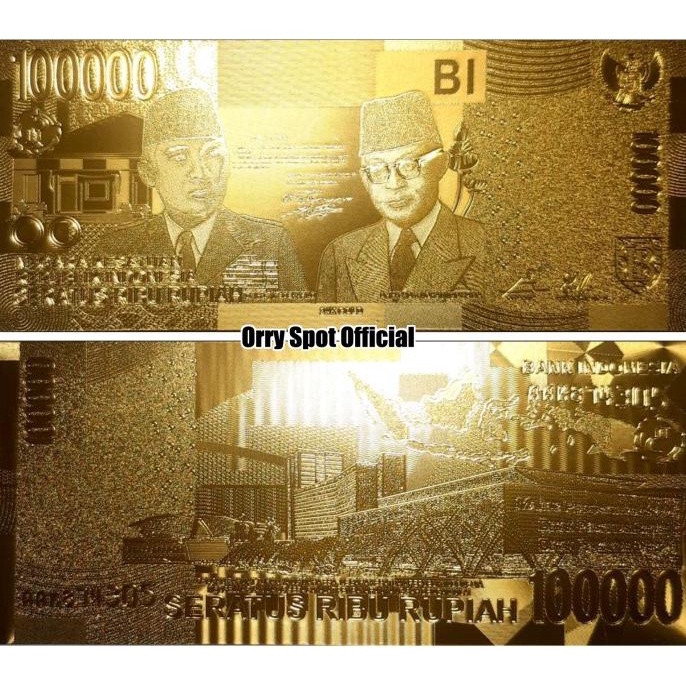 Jual DISKON UANG GOLD FOIL SUPER LANGKA INDONESIA 100 RIBU RUPIAH ...