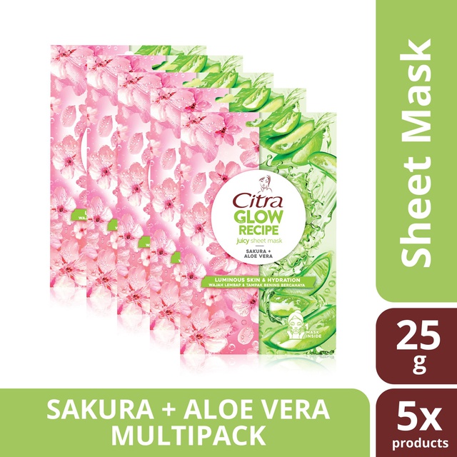 Jual Citra Glow Recipe Sheet Mask / Masker Wajah Sakura + Aloe Vera 25 ...