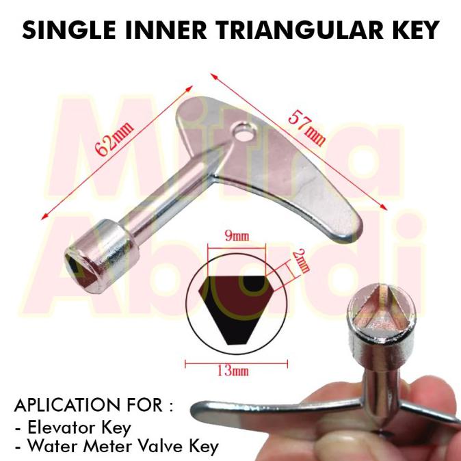 Jual Single Inner Triangular Key / Kunci Elevator Water Meter Valve ...