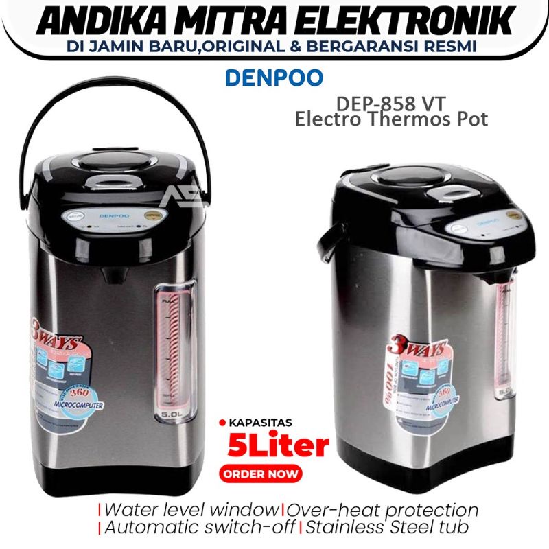 Jual TERMOS LISTRIK ELECTROPOT OTOMATIS 5 LITER DENPOO DEP 858 VT 600 ...