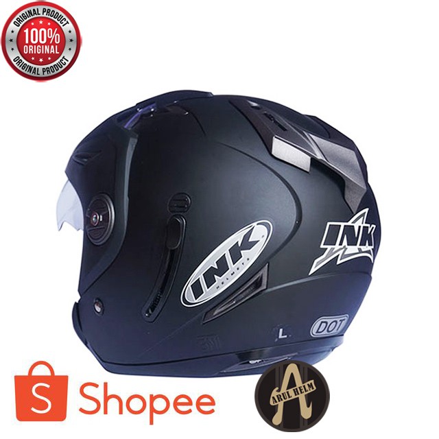 Jual HELM INK T1 SOLID BLACK DOFF ORIGINAL / INK T1 DOUBLE VISOR ...