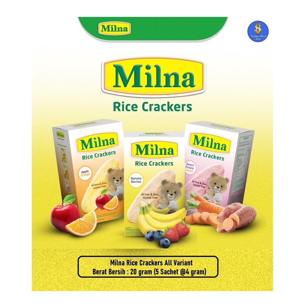 Jual Milna Rice Crackers 20 gram(5 Sachet @ 4 gram) All Variant-Milna ...
