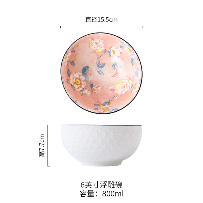 Jual Mangkuk Keramik Model Pink Flowers Japanese|Mangkuk Jepang UK 6 ...
