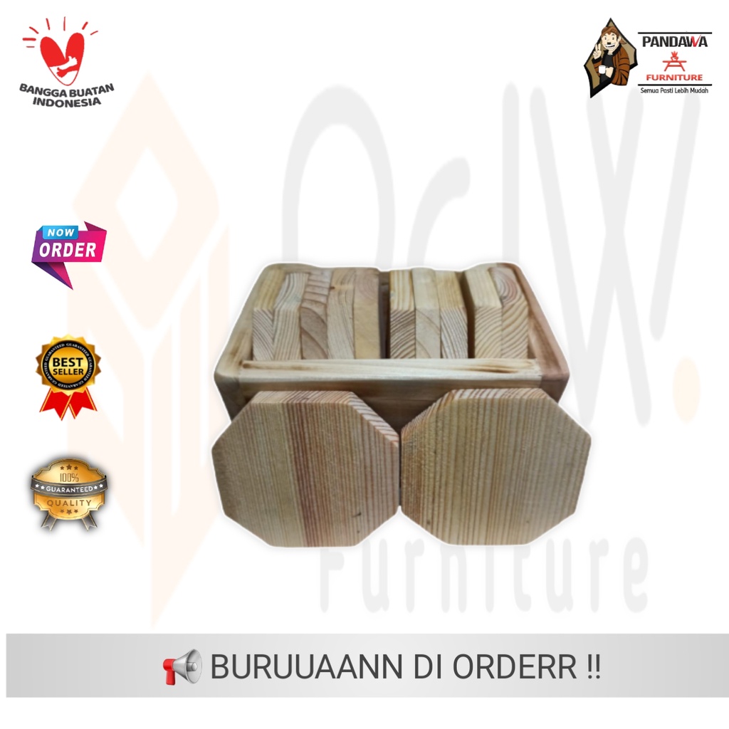 Jual Dekornata Grissa Wooden Coaster/ Tatakan Gelas Kayu Jati/ Tatakan ...