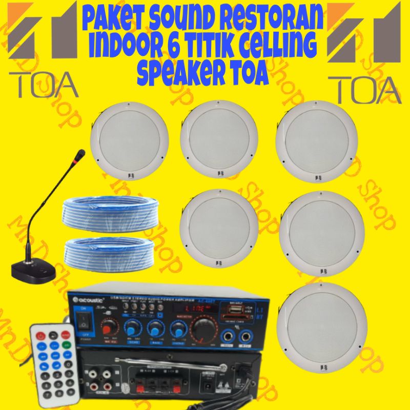 Jual paket sound cafe celling toa 6 titik + mic meja, speaker panggilan ...