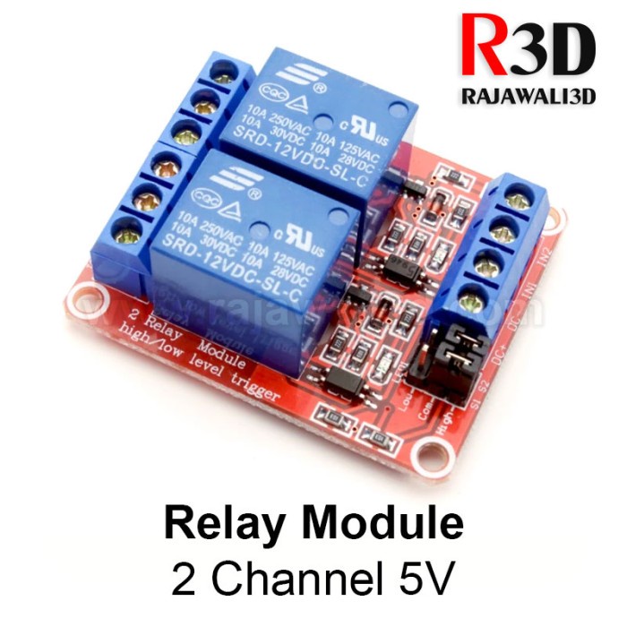 Jual Relay Module 2 Channel 5V Red Board High and Low Trigger | Shopee ...