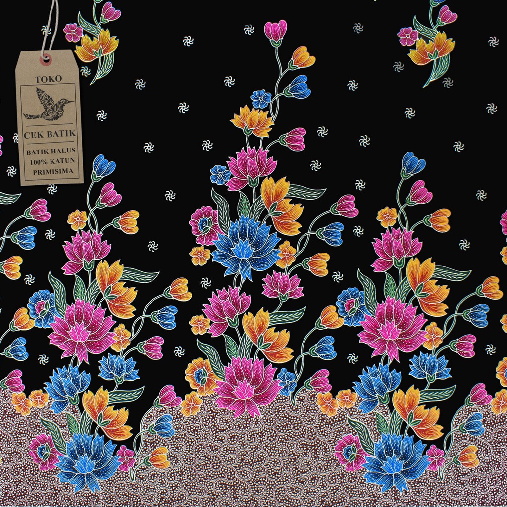 Jual Kain Batik - Motif Bunga Anggun Warna (Hitam) | Shopee Indonesia