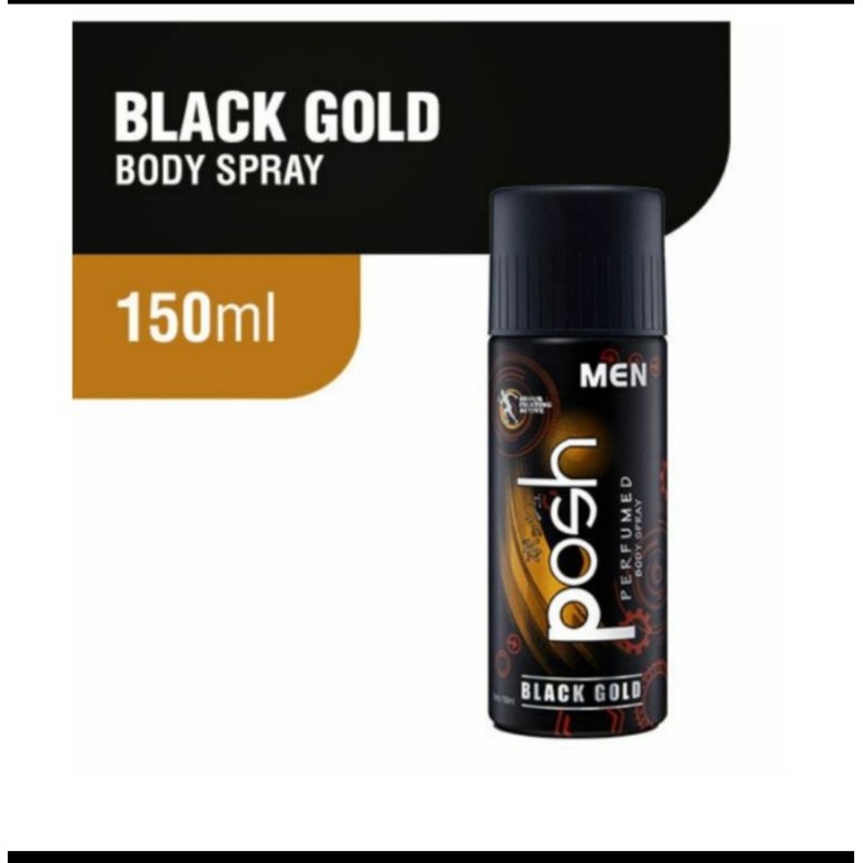 Jual Posh men body spray black gold 150ml | Shopee Indonesia