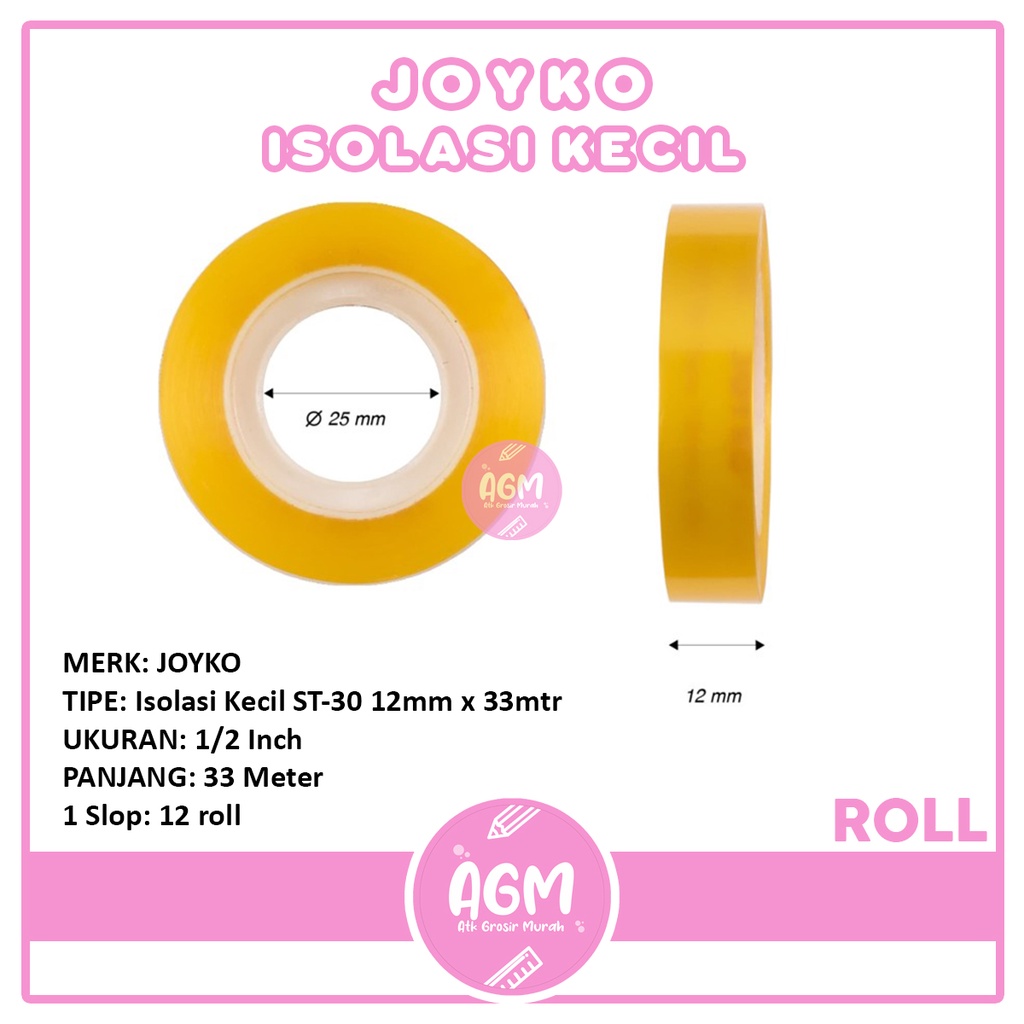 Jual Joyko Isolasi Kecil ST-30 12mm x 33Mtr ( SLOP ) | Shopee Indonesia