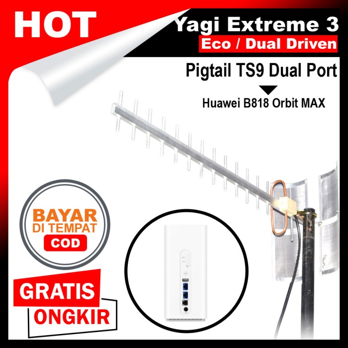 Jual Antena Orbit MAX Huawei B818 Modem Router Yagi Extreme 3 TS9 Dual ...