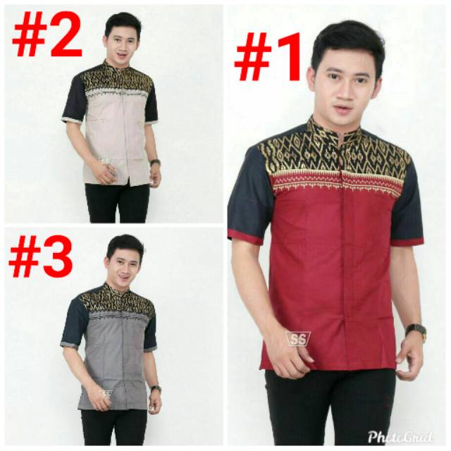 Jual Baju batik pria hem kolo btik kombinasi Batik Pekalongan seragam ...