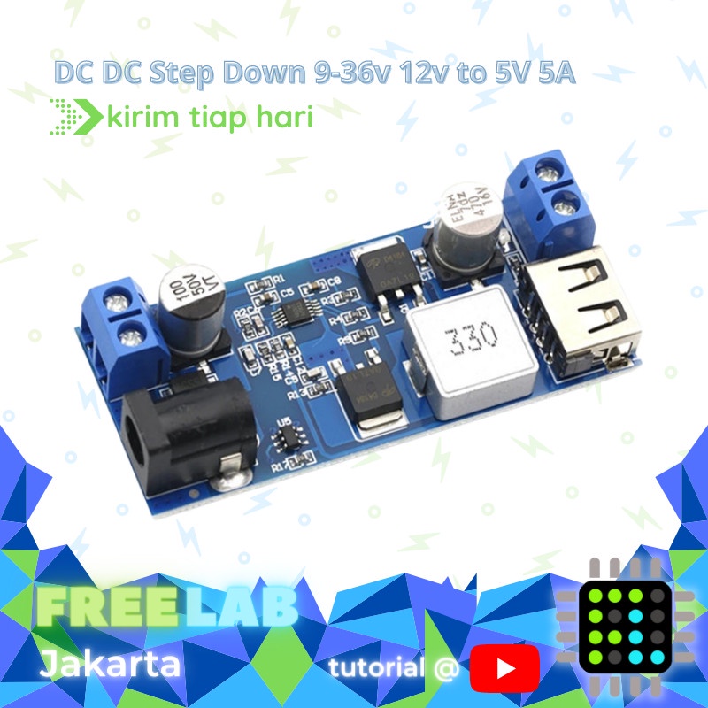 Jual XY-3606 9 12 24 36 V to Fixed 5V 5A DC DC Buck Converter Step Down ...