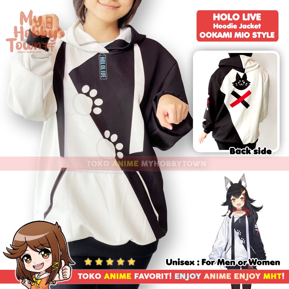 Jual Jaket Hoodie Sweater Anime Holo Live Ookami Mio Impression Cosplay ...