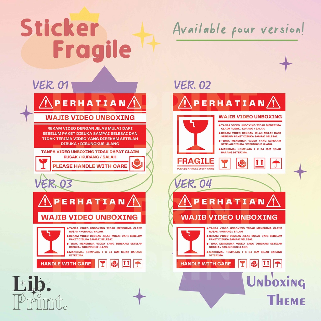 Jual STICKER FRAGILE / STICKER VIDEO UNBOXING / STICKER BARANG PECAH ...
