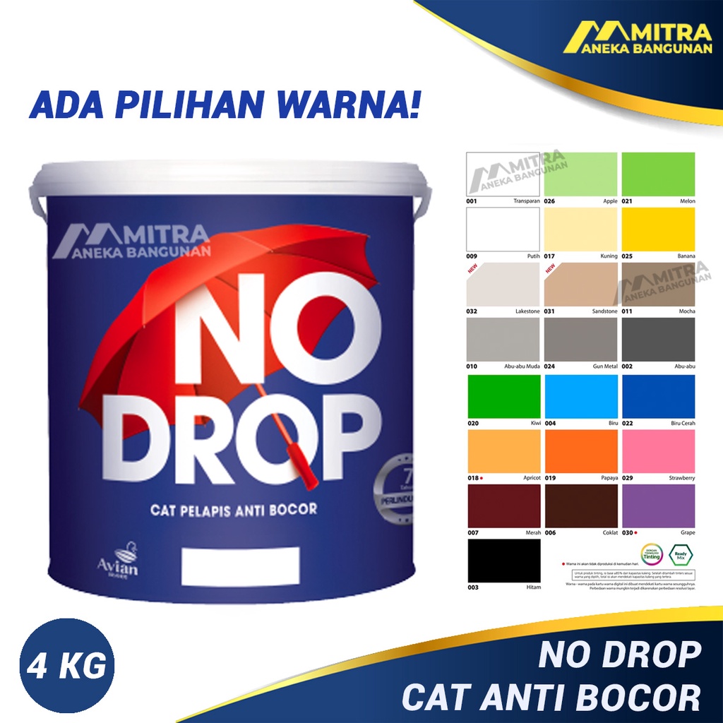 Jual NO DROP TINTING / CAT WATERPROOF NO DROP ANTI BOCOR 4 KG | Shopee Indonesia