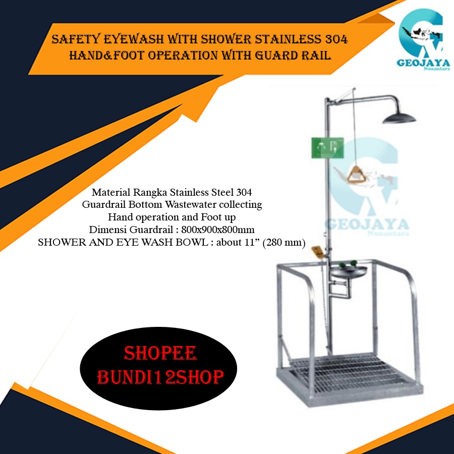 Jual Safety Emergency Eyewash Shower With Rail Grid Hand and Foot ...