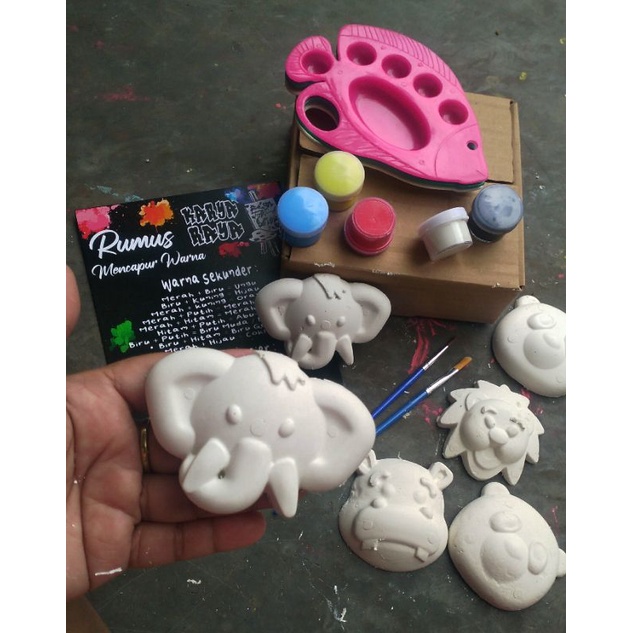 Jual Patung Gypsum 2D Animal Hampers Paket Lengkap Mewarnai Gypsum ...