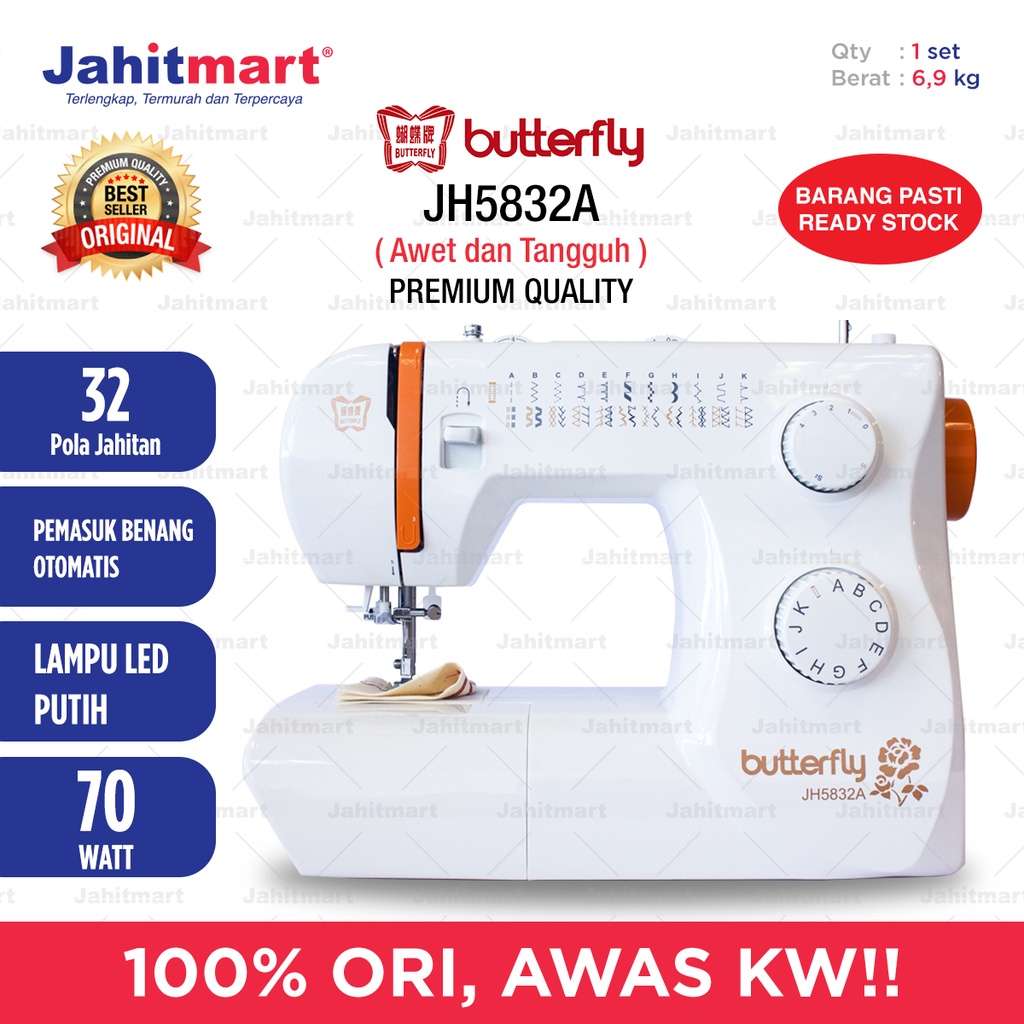 Jual Mesin Jahit BUTTERFLY JH5832A Portable Multifungsi | Shopee Indonesia